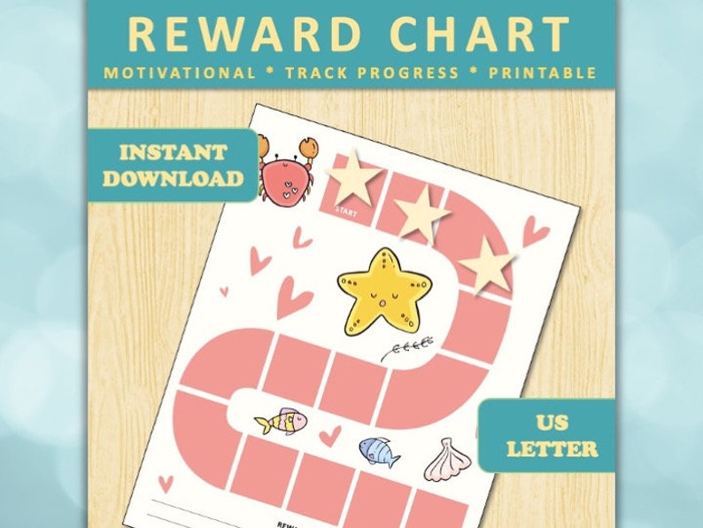 Printable Reward Chart for Kids Crab and Shells Ideal for Parents and ...