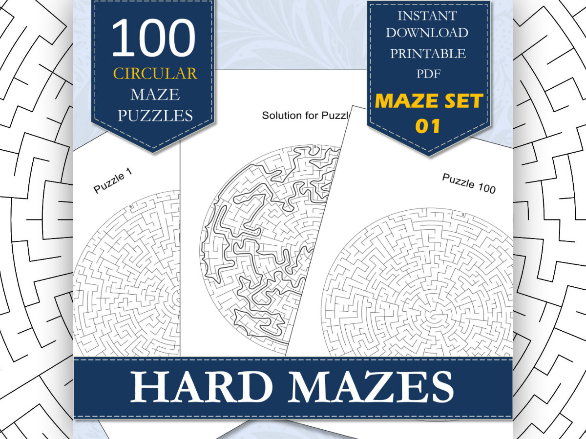 Printable Mazes | 100 Fun Circular Maze Puzzle Book | Hard Maze Puzzles ...