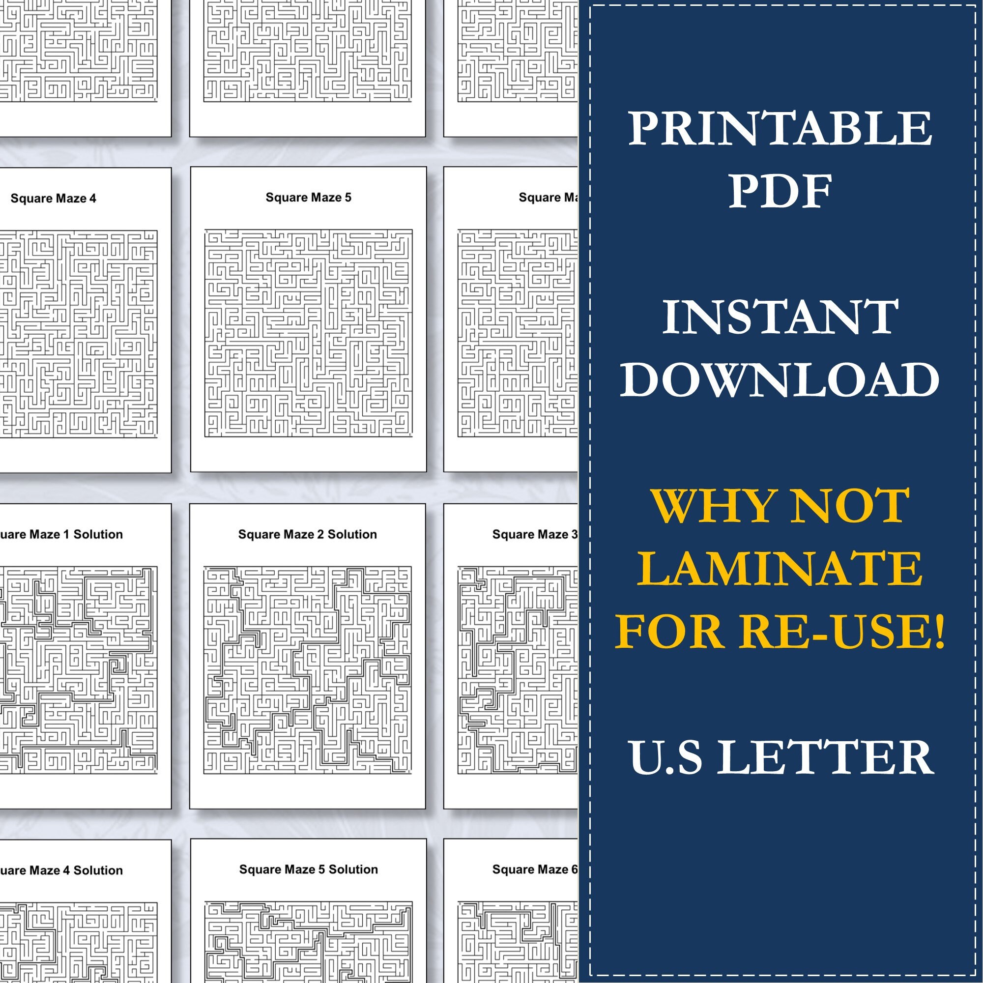 50 Square Hard Mazes for Adults Printable Mazes VOLUME 01 Maze PDF - Etsy