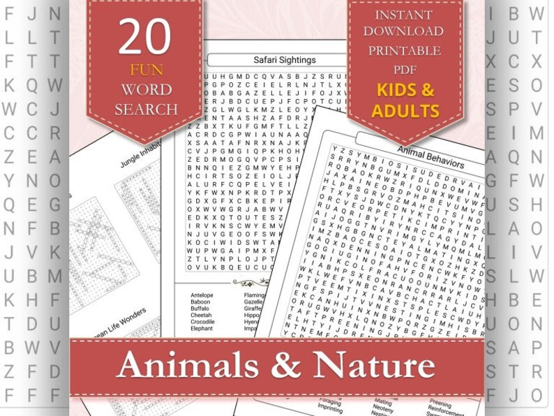 Nature and Animals Word Searches | Engaging Puzzles for All Ages ...
