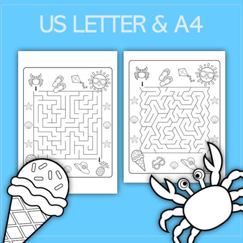 Maze Activities for Kids | 40 Printable Summer Beach Mazes for Kids ...