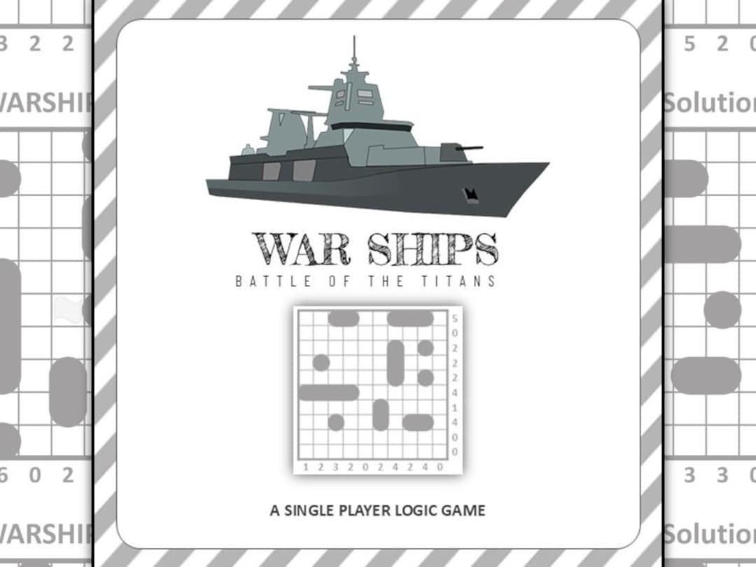 Warships Printable Puzzle Game - Digital Download Battleship Logic Game ...