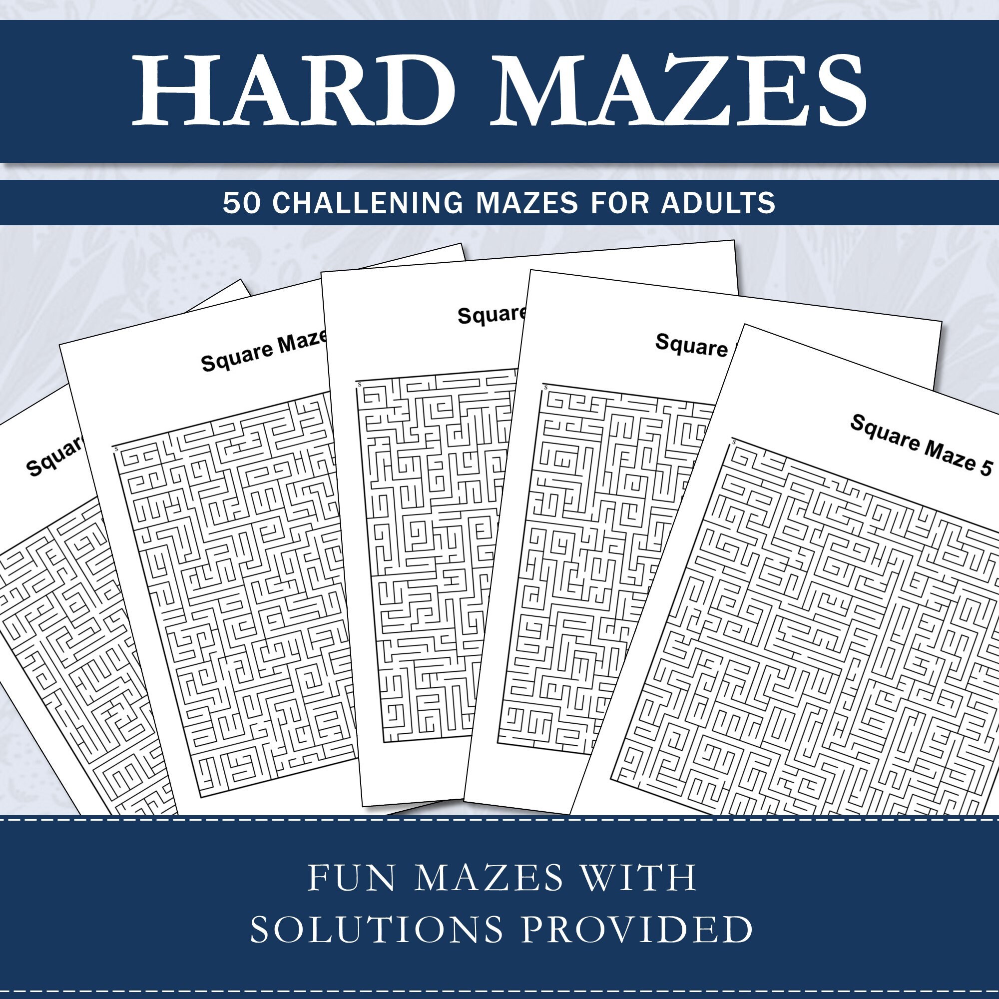 50 Square Hard Mazes for Adults Printable Mazes VOLUME 01 Maze PDF - Etsy