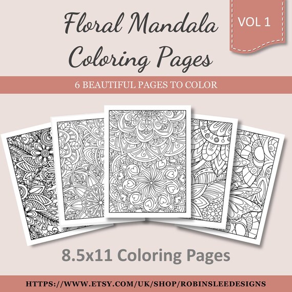 Printable Floral Mandala Coloring Pages Relaxing Coloring | Etsy
