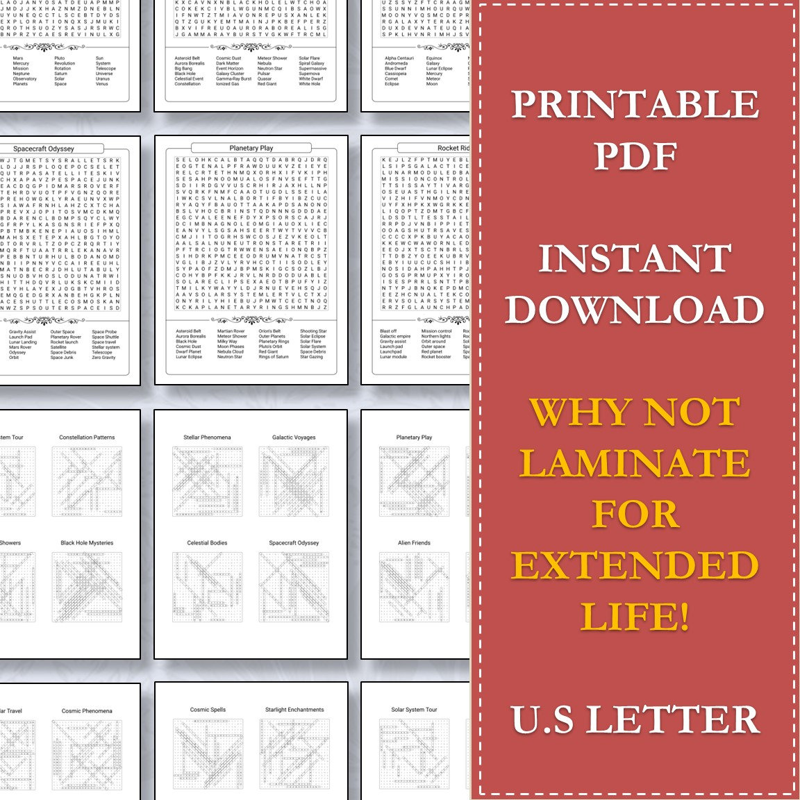 Space-themed Word Search Puzzles for Women Printable Astronomical ...