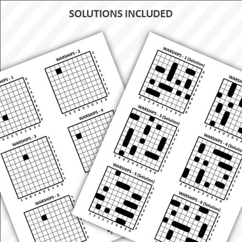 Warships Printable Puzzle Game - Digital Download Battleship Logic Game ...