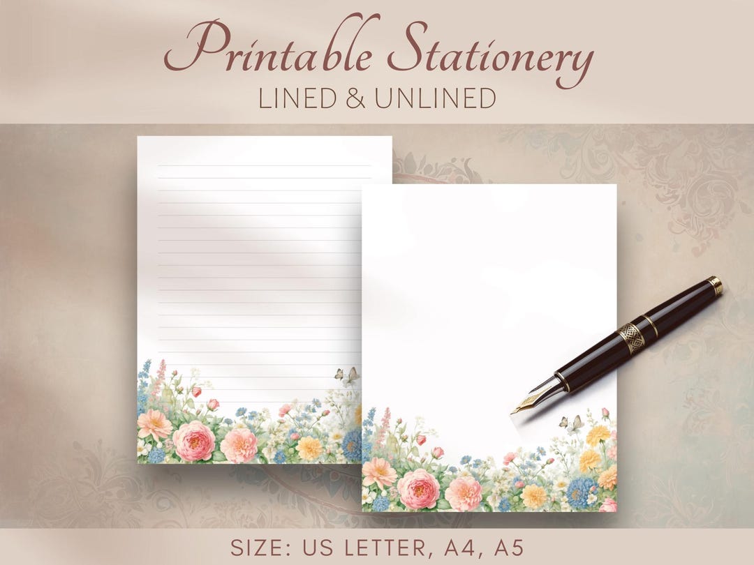Printable Writing Paper, Printable Stationery, Vintage Garden Letter ...