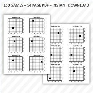 Warships Printable Puzzle Game - Digital Download Battleship Logic Game ...