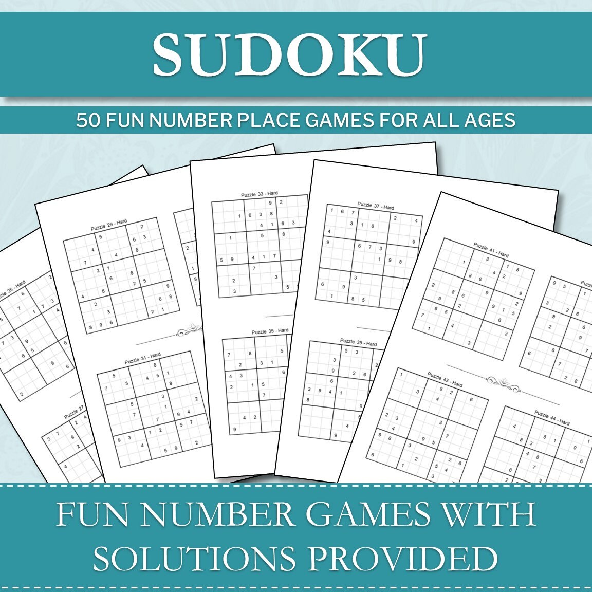 Sudoku Puzzles for Seniors | 50 Hard Sudoku Games | Printable PDF ...