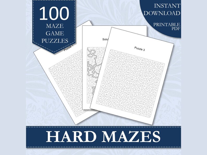 100 Maze Puzzle Printable Book Hard Maze Puzzles for Adults Super ...