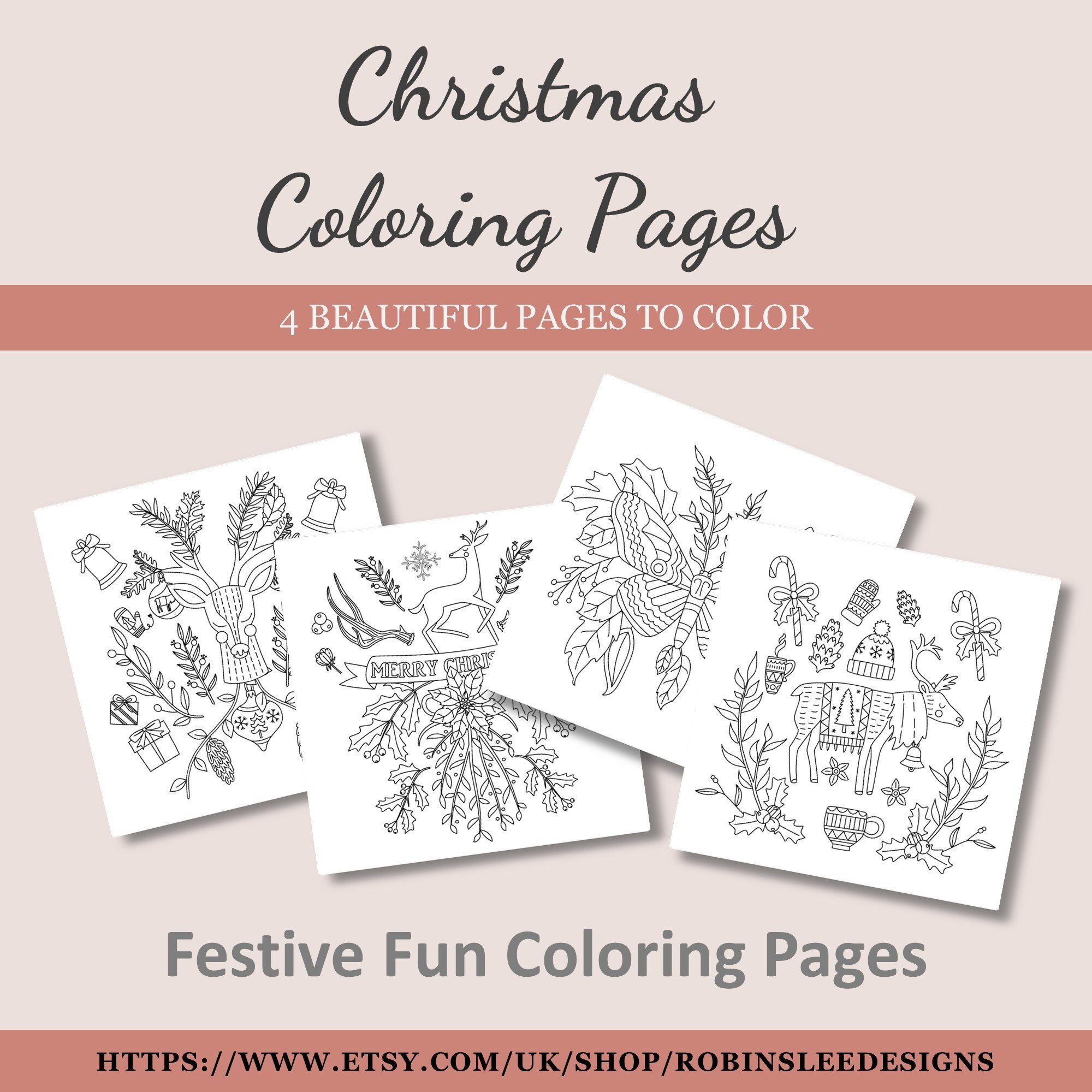 4 Festive Fun Coloring Pages Christmas Coloring Pages Printable ...