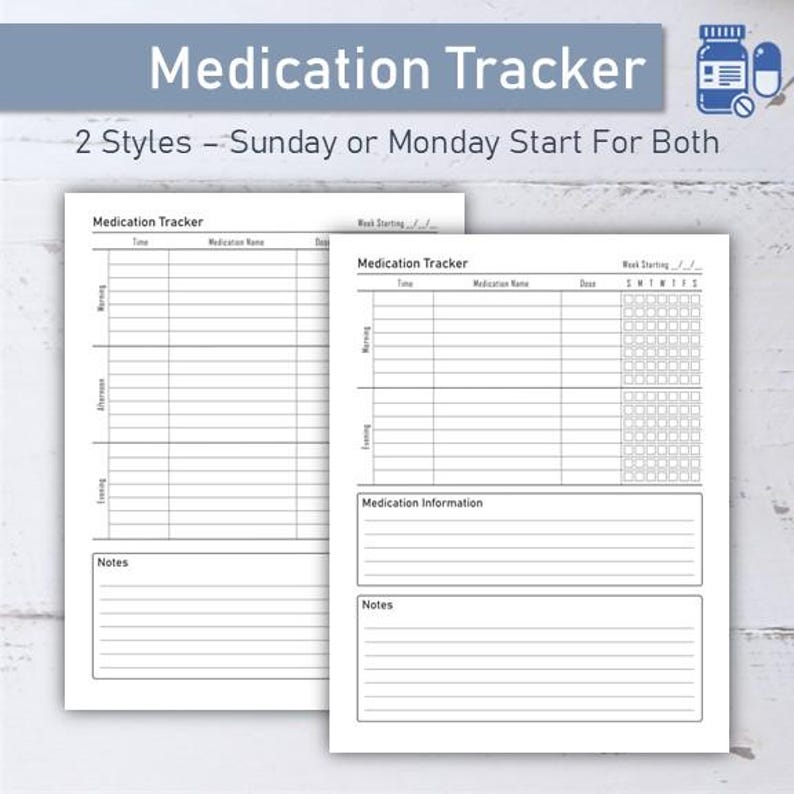 A4 Medication Log Printable, 7-day Medicine Tracker, Simple Schedule ...