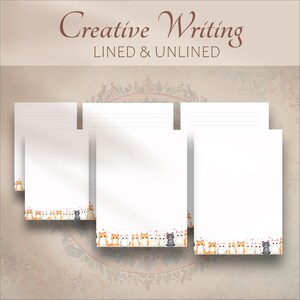 Printable Stationery, Kawaii Cats, Lined and Unlined Paper, PDF Digital ...