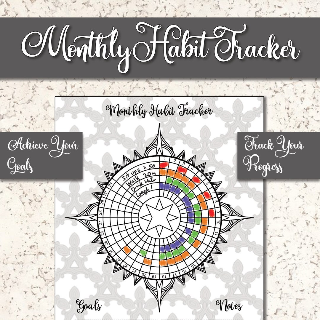 Printable Circular Habit Tracker 8.5x11 and A4 Print at Home PDF Daily ...