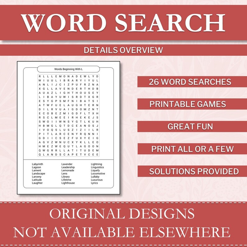 Alphabet Word Search Puzzles Printable | 21 Words per Letter A-Z | Fun ...