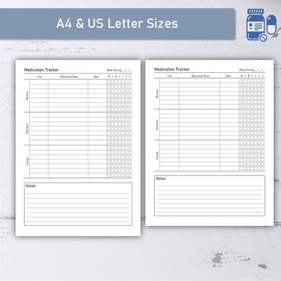 A4 Medication Log Printable, 7-day Medicine Tracker, Simple Schedule ...