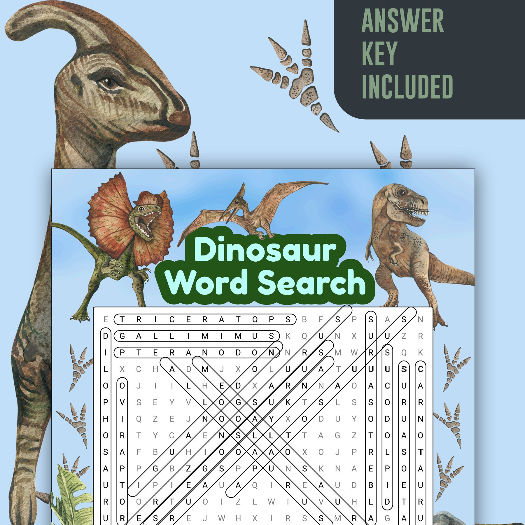 Dinosaur Word Search Puzzle | Fun Educational Activity for Kids ...