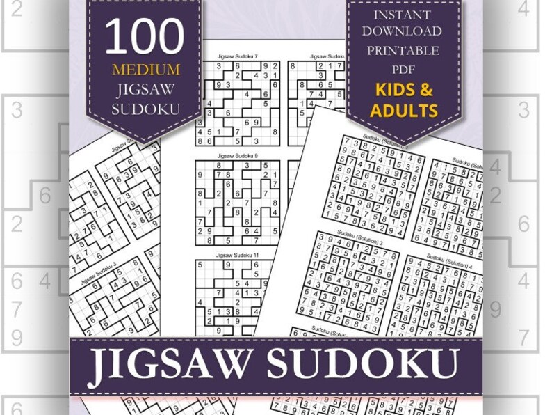 Printable Medium Jigsaw Sudoku Puzzle Book for Adults and Seniors - Etsy