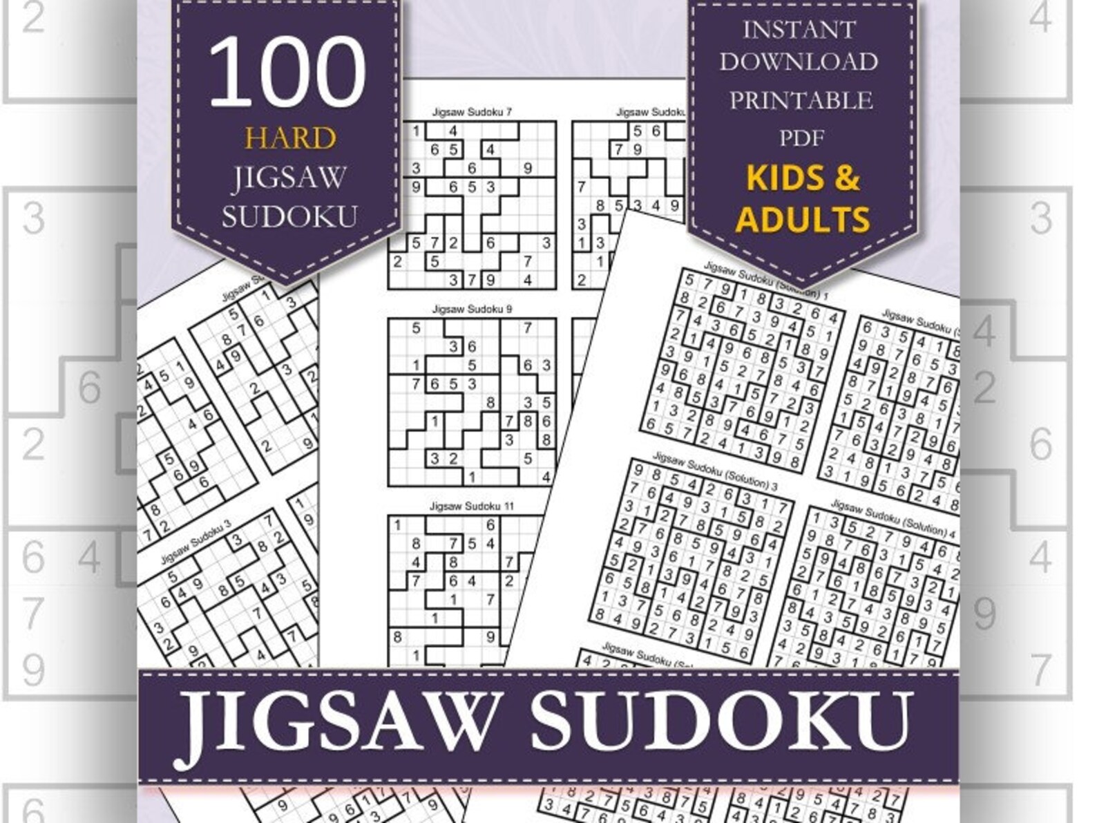 Hard Jigsaw Sudoku Puzzles - 100 Challenging Printable Sudoku, Advanced ...