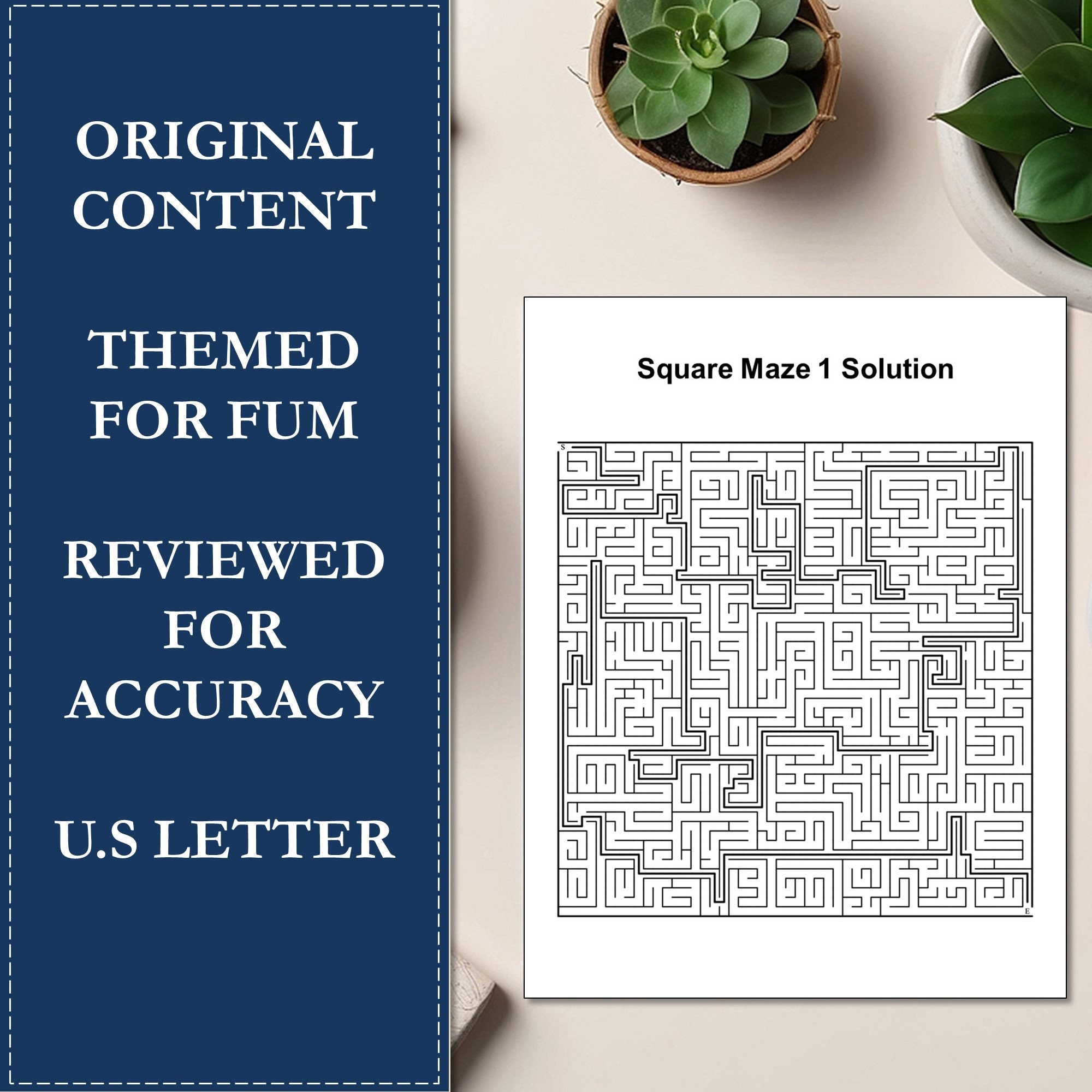 50 Square Hard Mazes for Adults | Printable Mazes | VOLUME 01 | Maze ...