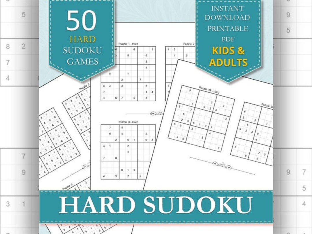 Sudoku Puzzles for Adults | 50 Hard Sudoku Challenge | Printable PDF ...