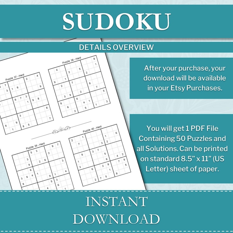 Sudoku Puzzles for Seniors | 50 Hard Sudoku Games | Printable PDF ...