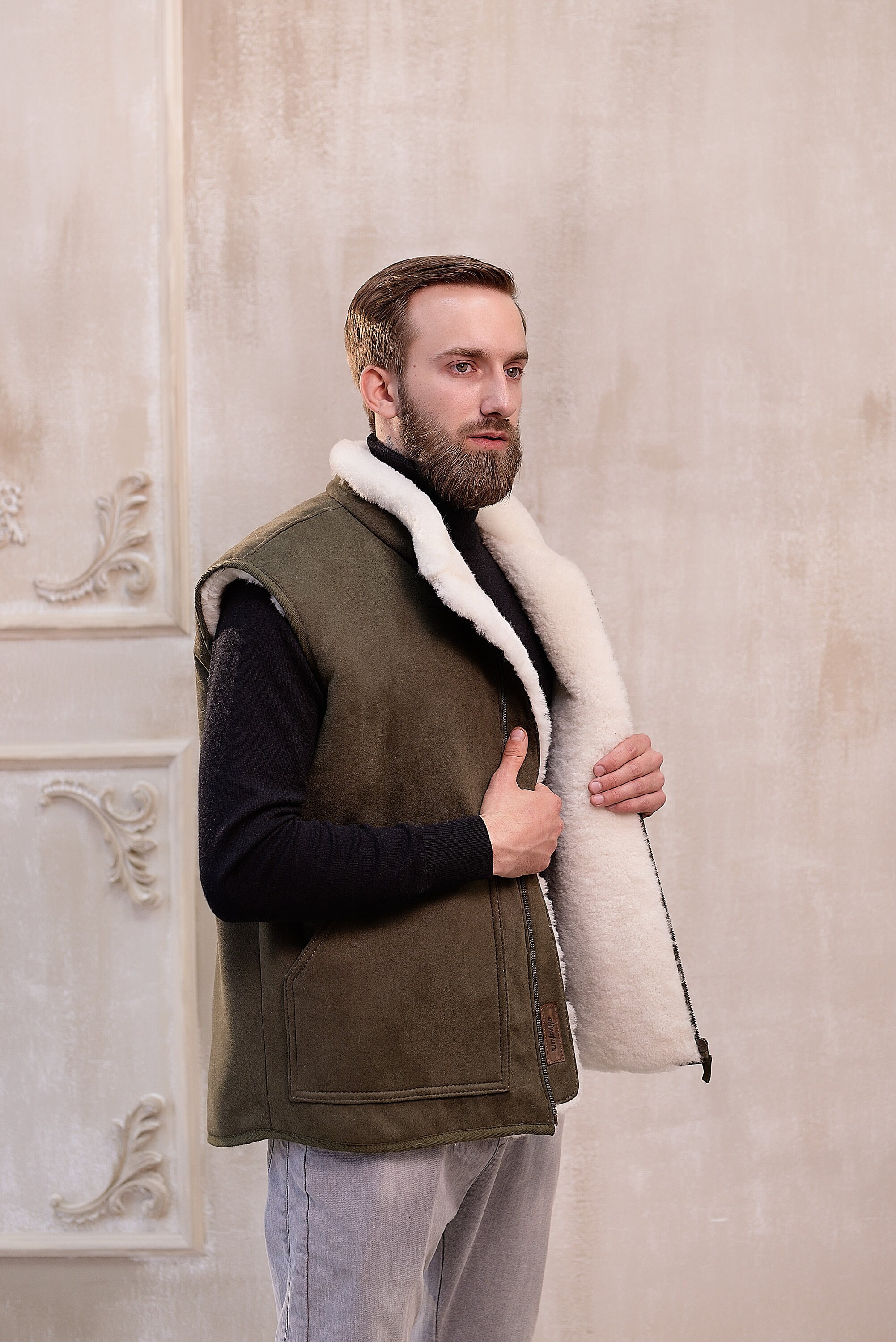 Sheepskin Vest for Men Handmade Sleeveless Jacket Gift 100 | Etsy