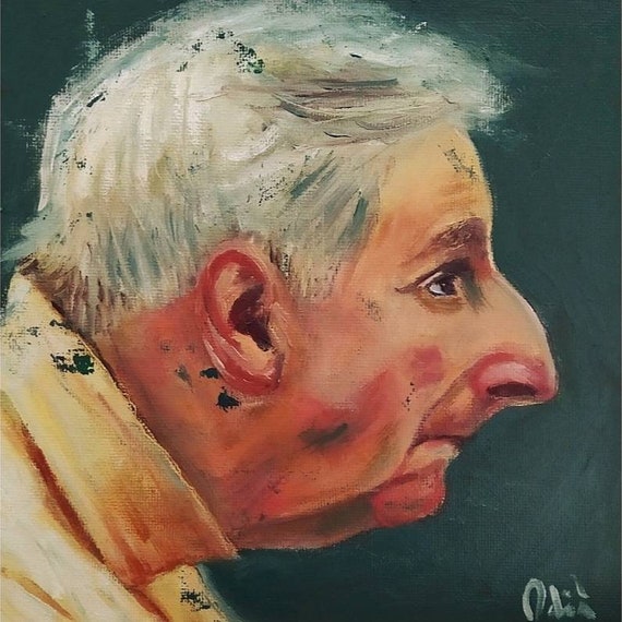 Oil Portrait Painting of a Man in Profile With a Modern - Etsy