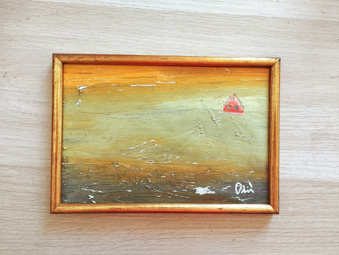 Acrylic Painting, Abstract Landscape. A House in the Countryside ...