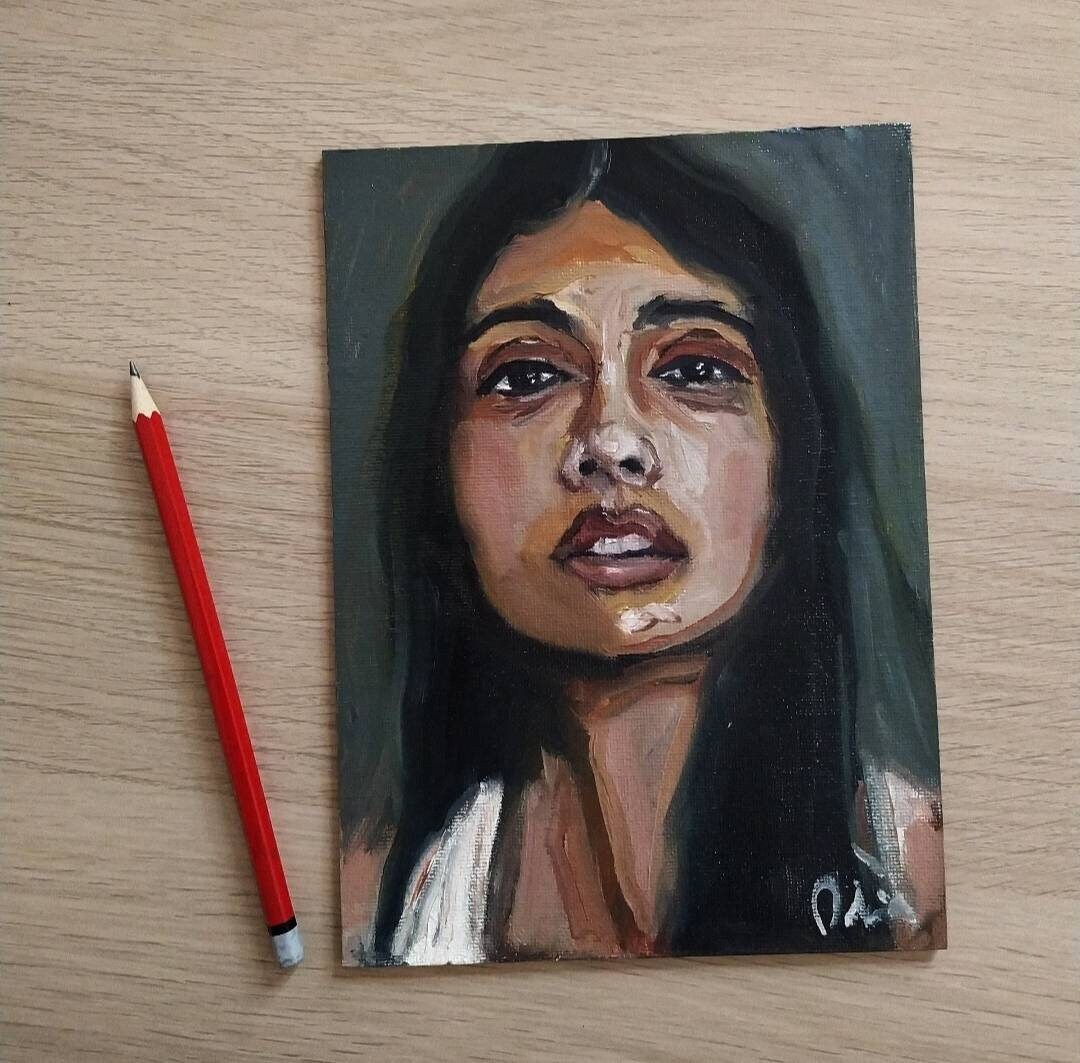 Oil Portrait Painting of a Sad Girl, Original and Unique, to Frame and ...