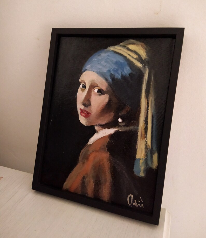 Oil Portrait Painting. Reproduction of Girl With a Pearl Earring, Girl ... Oil Portrait Painting. Reproduction of Girl With a Pearl Earring, Girl ...