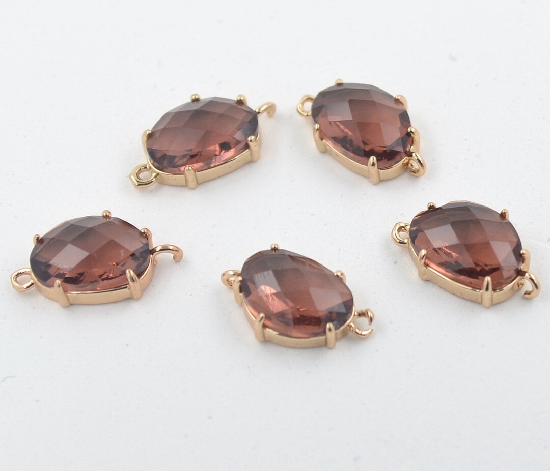 10 Pcs Brown Glass Rhombus Shape Connector Charm,bracelet Necklace ...
