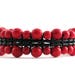Red Howlite Woven Stones Bracelet, Black Leather Single Wrap Bracelet ...