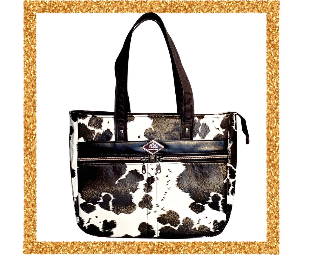 Cow Print Tote Bag/ Medium Ladies Shoulder Bag With Multiple Pockets ...