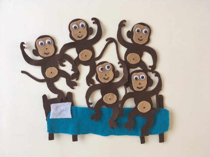 Five Little Monkeys Jumping on the Bed - Children's Felt / Flannel ...