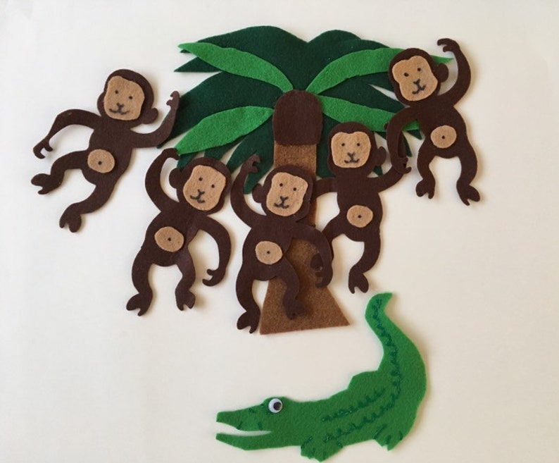 Five Little Monkeys Swinging in the Tree Childrens Felt/flannel Board ...
