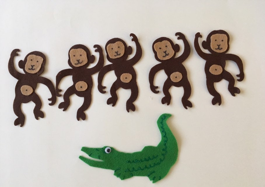 Five Little Monkeys Swinging in the Tree - Childrens Felt/flannel Board ...