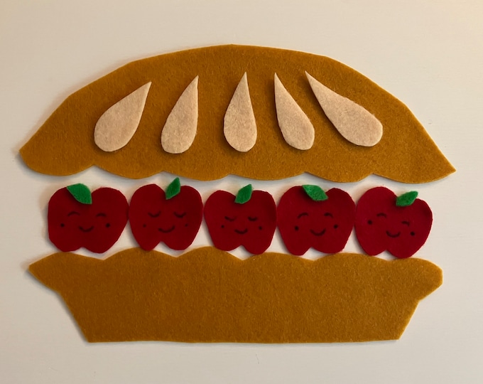 5 Red Apples Teasing Mr. Slinky Worm Felt Rhyme, Felt Board Story, Felt ...