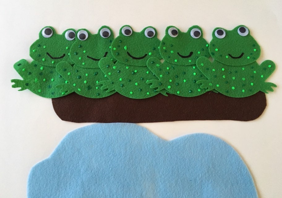 Five Green and Speckled Frogs - Children's Felt Story/ Flannel Story ...