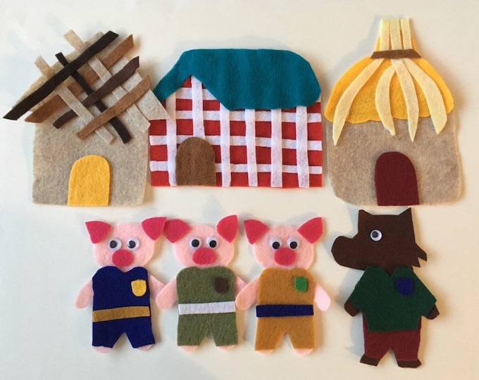 Three Little Pigs Finger Puppet Play Set - Etsy