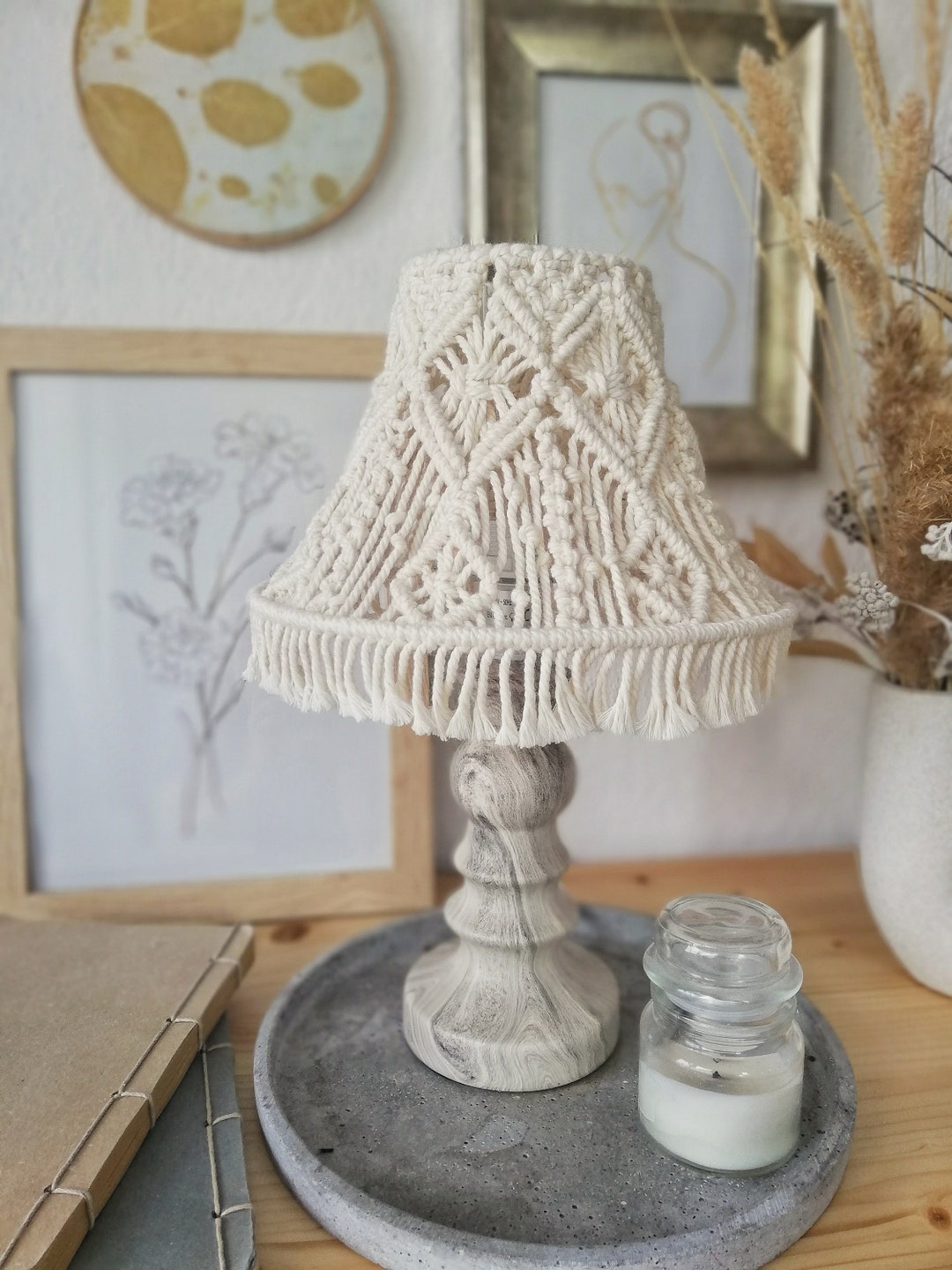 Rustic Macrame Lapsade Table Lamp, Cozy Glow for Farmhouse Decor, Lamp ...