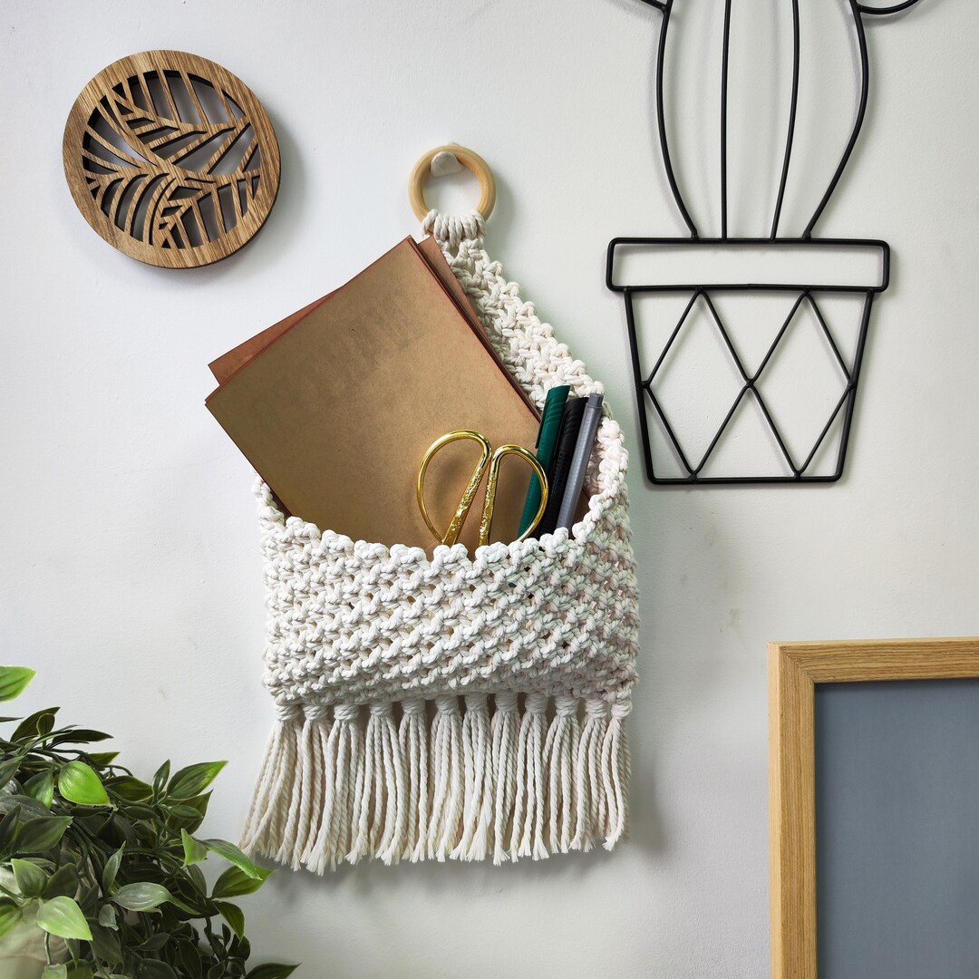 Macrame Pocket Wall Hanging, Macrame Organaizer, Desk Mail Storage ...