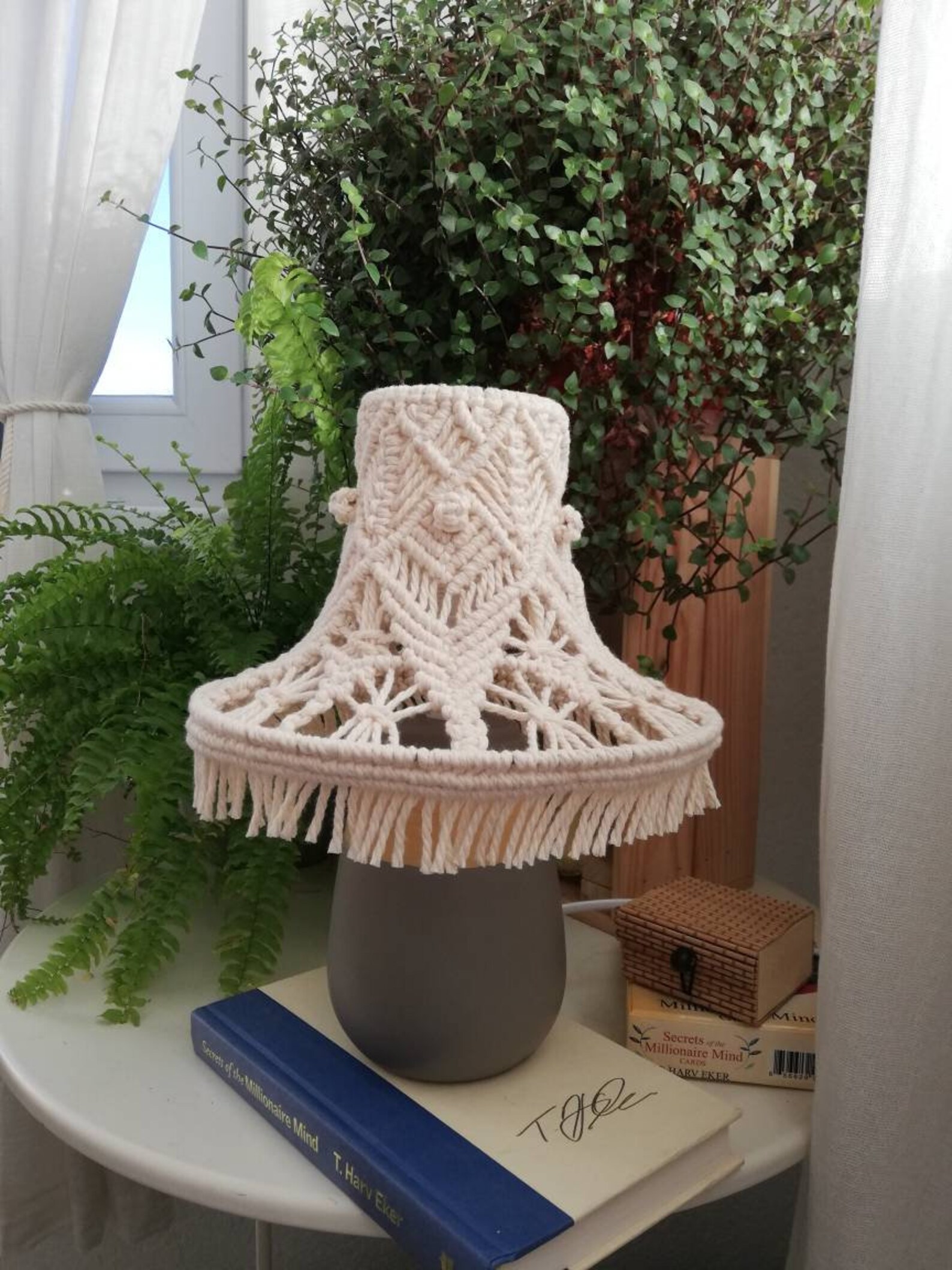 Boho Macrame Table Lamp, Bedside Lamp, Ceramic Base - Etsy