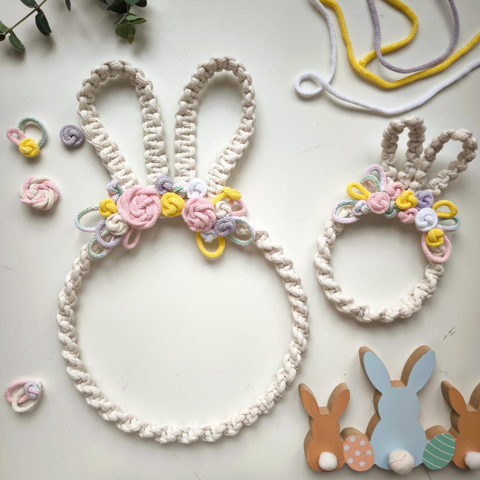Macrame Bunny Wreath: Handmade Cotton Easter Nursery Decor - Etsy