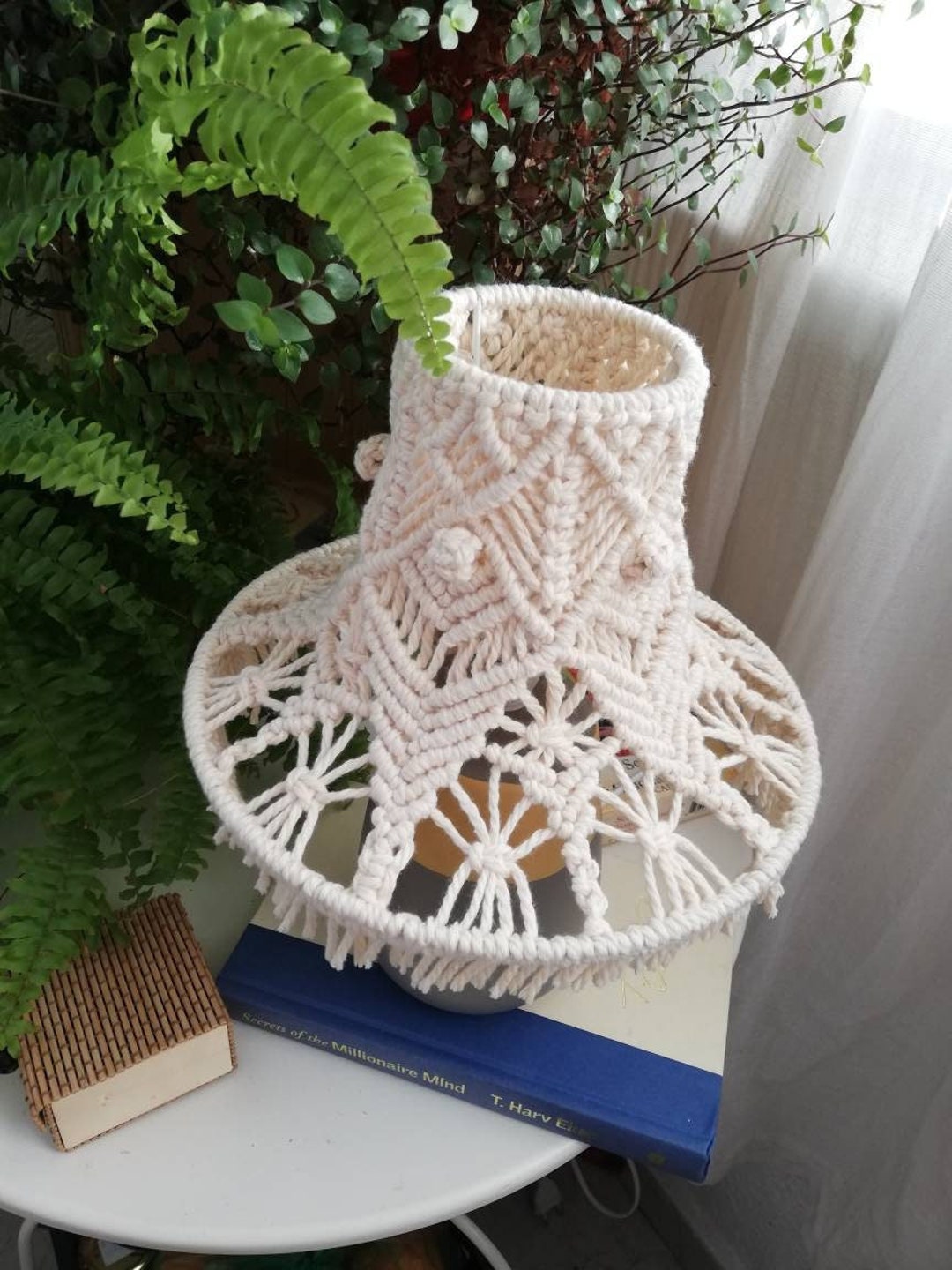 Boho Macrame Table Lamp, Bedside Lamp, Ceramic Base - Etsy