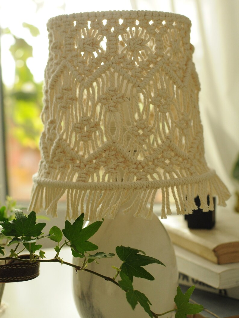 Lamp for Table With Macrame Lamp Shade, Small Macrame Lamp, Nightstand ...