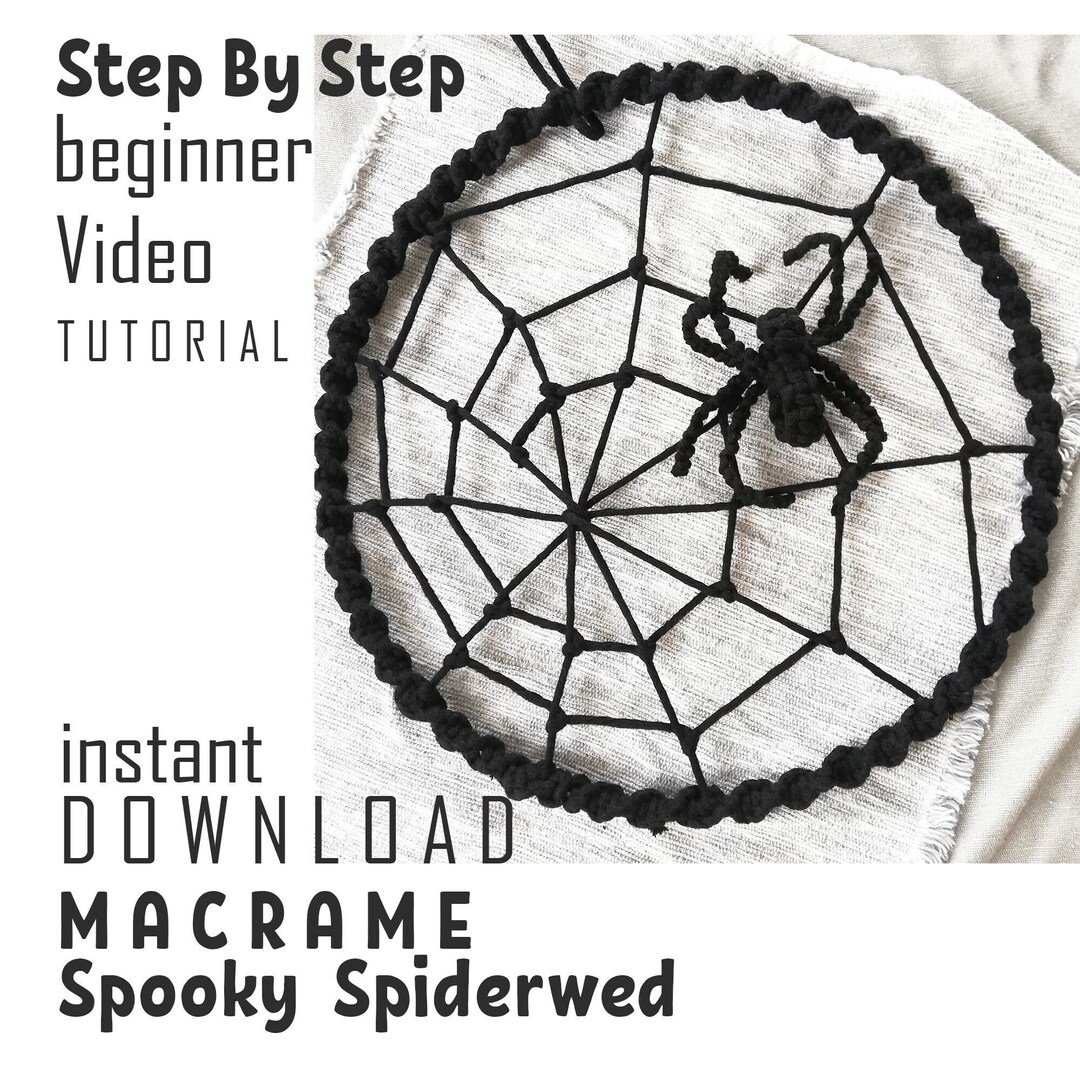 Macrame Pattern, DIY Halloween Decor, Macrame Spider Web, Tutorial for ...