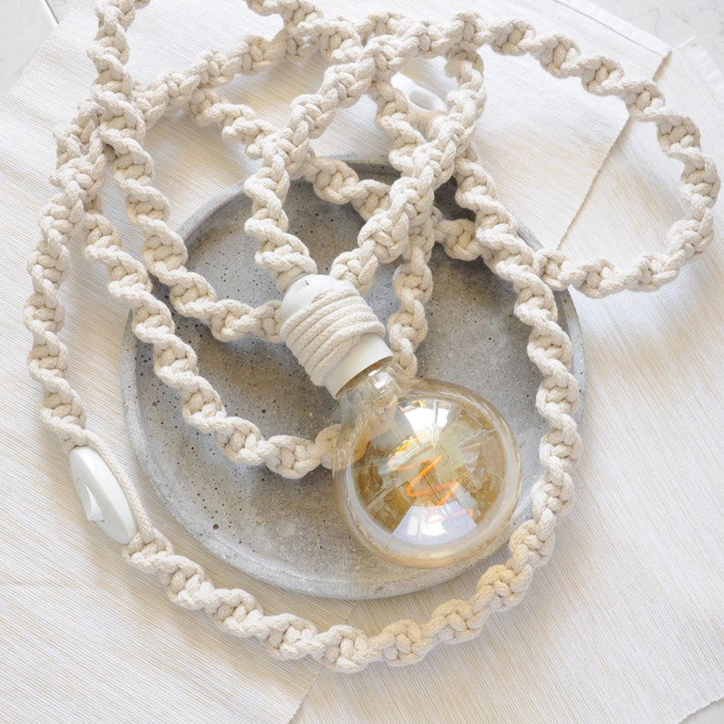 Macrame Hanging Wall Light Lamp With Wooden Stand Macrame - Etsy