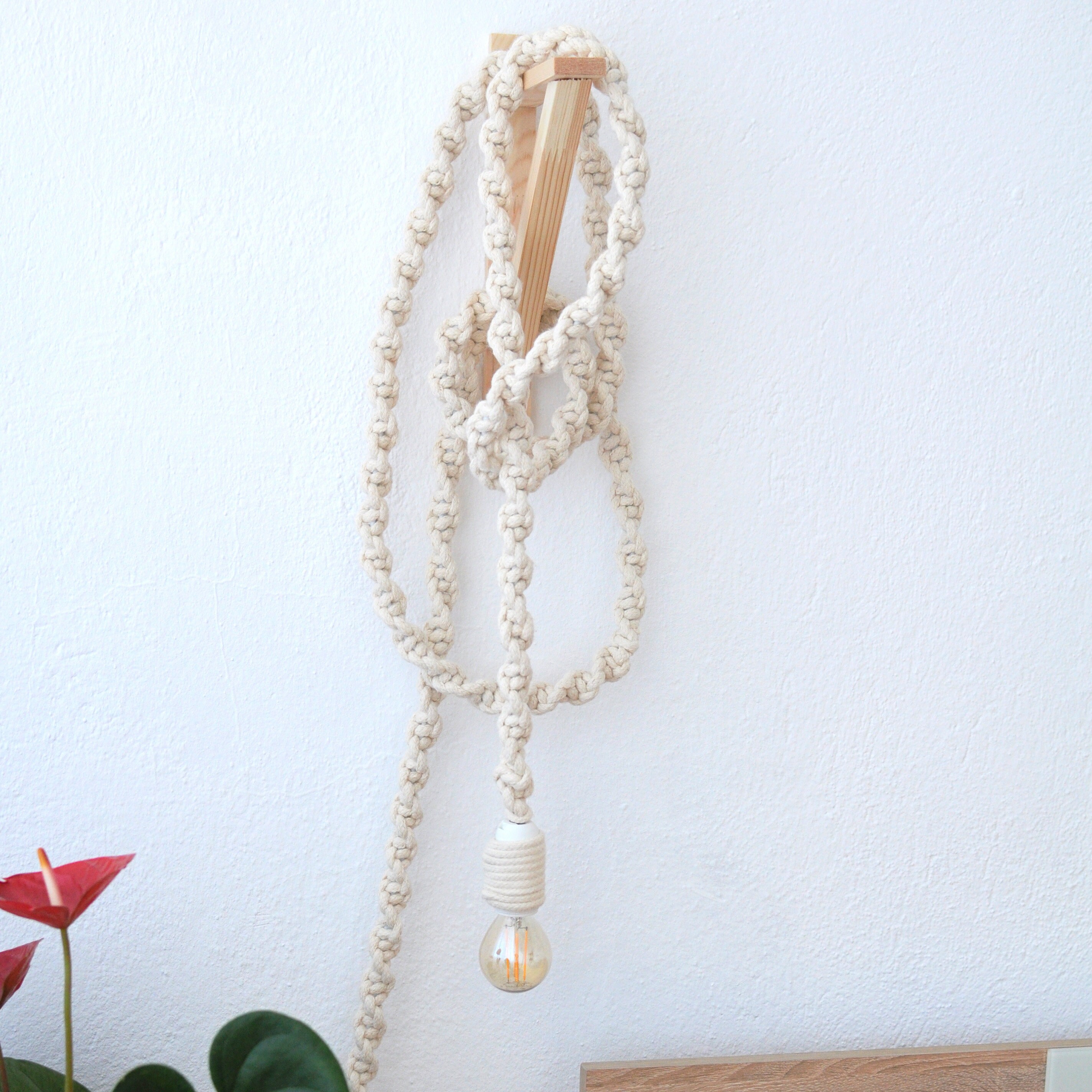 Macrame Pendant Light Macrame Hanging Wall Light Lamp - Etsy