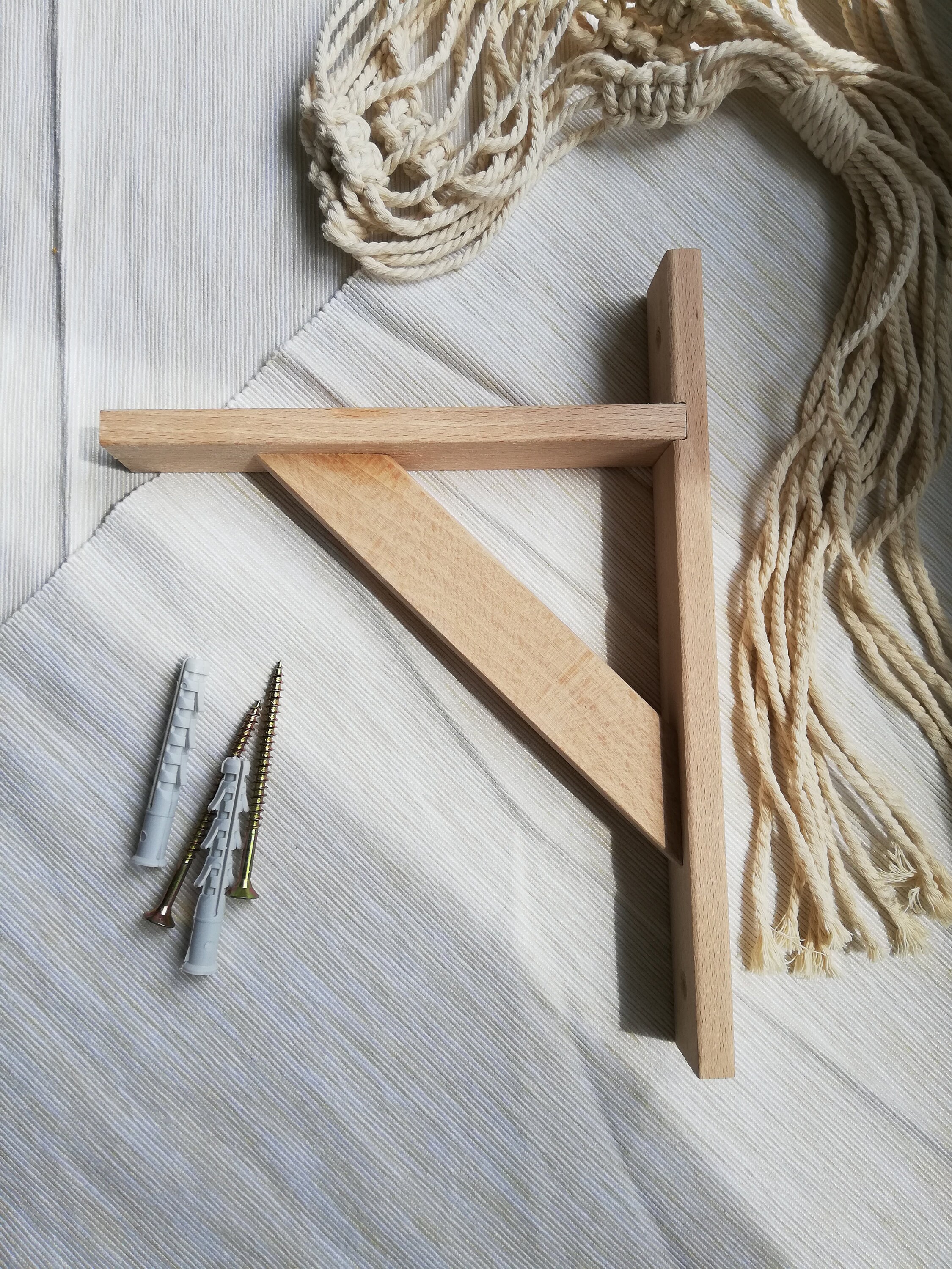 Macrame Hanging Wall Light Lamp With Wooden Stand Macrame - Etsy